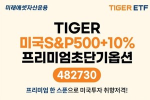 미래에셋, ‘TIGER 미국S&P500+10%프리미엄초단기옵션ETF’ 신규 상장